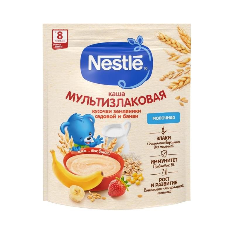 Каша Nestle молочная мультизлаковая с кусочками земляники садовой и ...