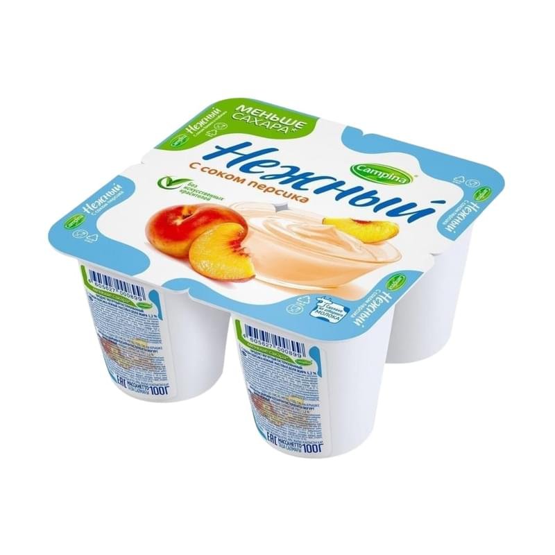 Йогурт Campina Нежный персик 1.2% 100 г - купить по лучшей цене в ...