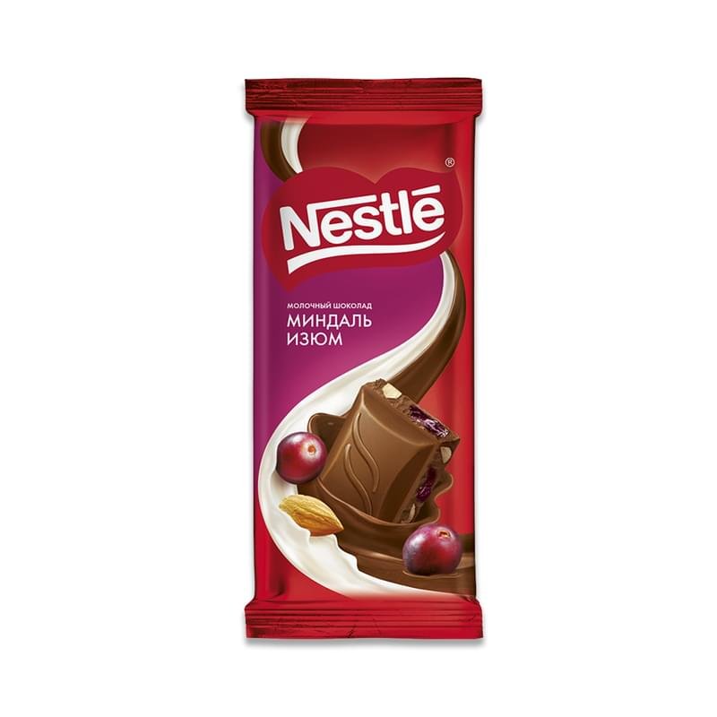 Шоколад Nestle молочный с миндалем и изюмом 82 г купить по лучшей